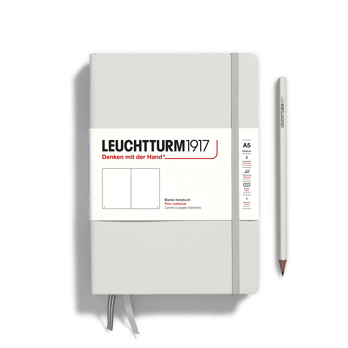 Notebook Hardcover Medium (A5), 251 pages, Plain, Light Grey ...